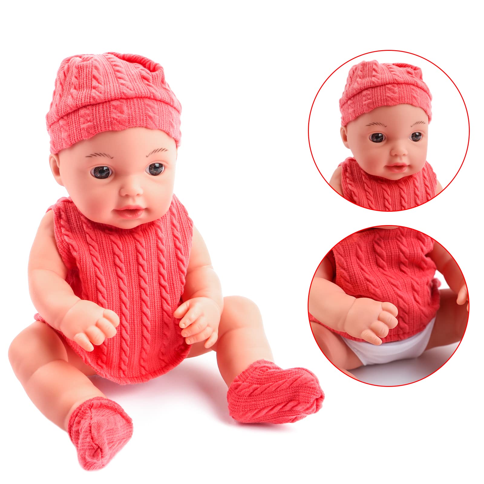 deAO Baby Doll Stroller Set Doll Playset with Smooth Rolling 11Pcs Baby Doll Feeding Accessories -12 Inch Baby Doll Set,Great Nurturing Pretend Toy for 3+ Girls…
