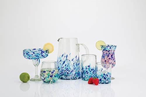 Amici Home Bahia Double Old-Fashioned Glass | Set of 6 | Authentic Mexican Handmade Glassware | Lowball Bar Glasses for Bourbon, Whiskey, Cocktails | 12 Oz