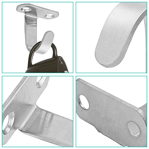 Cionyce 6 PCS Stainless Steel Screws Mount Ceiling Hooks, Brushed Nickel Towel Hook Heavy Duty Robe Clothes Hook, Under-Shelf Coat Hook Hanger for Bathroom Kitchen Cabinet