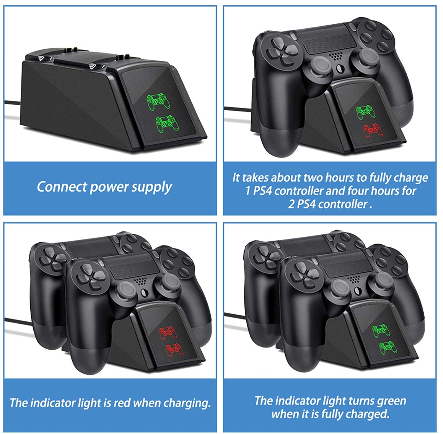 Controller Charger Docking Station, Vergissm Dual Docking Station for Playstation 4/ PS4/ PS4 pro Move Controller
