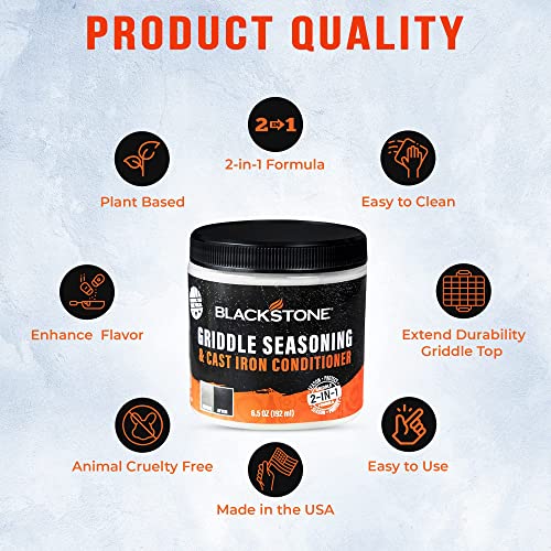 Blackstone 2-IN-1 Griddle & Cast Iron Seasoning Conditioner 6.5 OZ– Effective Seasoning Rub Formula – Food Safe – Easy to Use Cleaner & Conditioner – with Satisfying Customers Travel Tissue (1Pack)