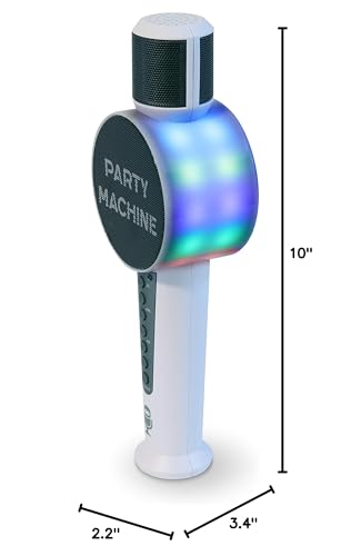 Singing Machine Wireless Karaoke Microphone for Kids & Adults, Party Machine Mic (White) - Portable Handheld Bluetooth Microphone with Speaker & Voice Changer Effect - Karaoke Mic for Singing