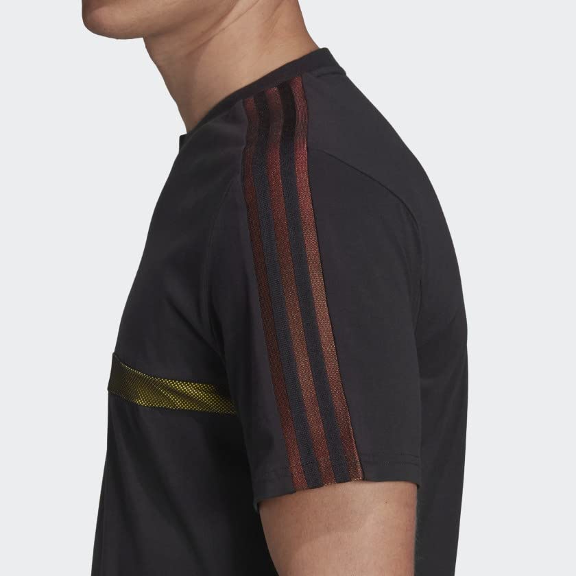 adidas Men's Soccer 3-Stripes Tee, Black, Small