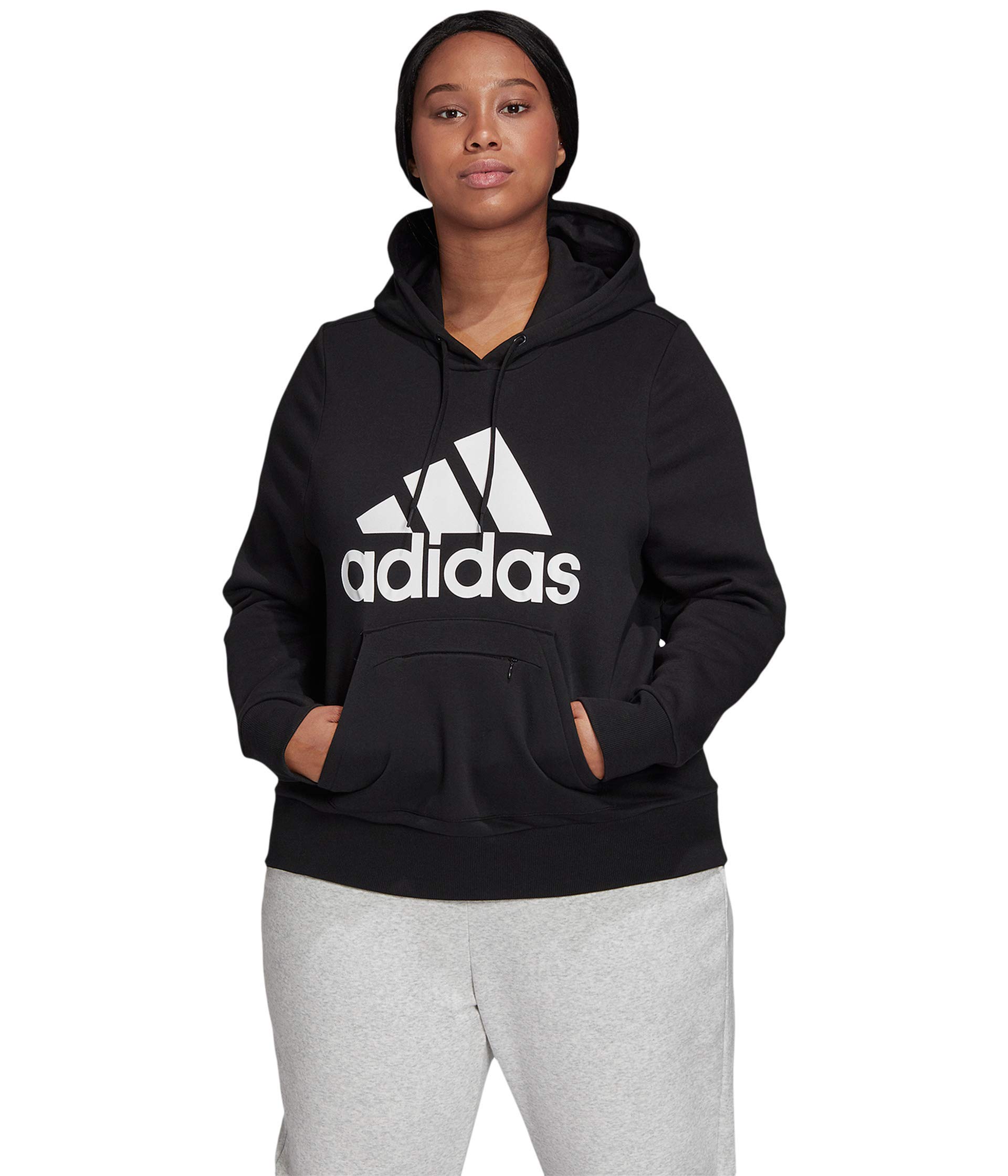 adidas womens Badge of Sport Overhead Hoodie Black 1X