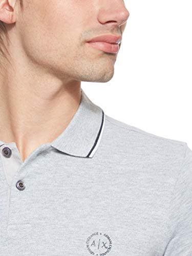 A|X ARMANI EXCHANGE mens Short Sleeve Jersey Knit Polo Shirt, B09b Heather Grey, X-Large US