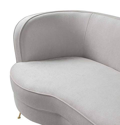 TOV Furniture Flare Modern Glam Curved Living Room Sofa, 91", Cream