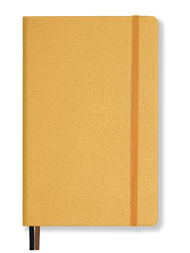 Minimalism Art, Premium Hard Cover Notebook Journal, Classic 5" x 8.3", 122 Numbered Pages, Gusseted Pocket, Ribbon Bookmark, Extra Thick Ink-Proof Paper 120gsm, San Francisco (Dotted, Amber Yellow)