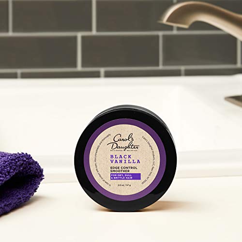 Carol's Daughter Black Vanilla Edge Control for Curly, Wavy or Natural Hair, Clear Edge Smoother for Dry, Dull or Brittle Hair, 2 Oz