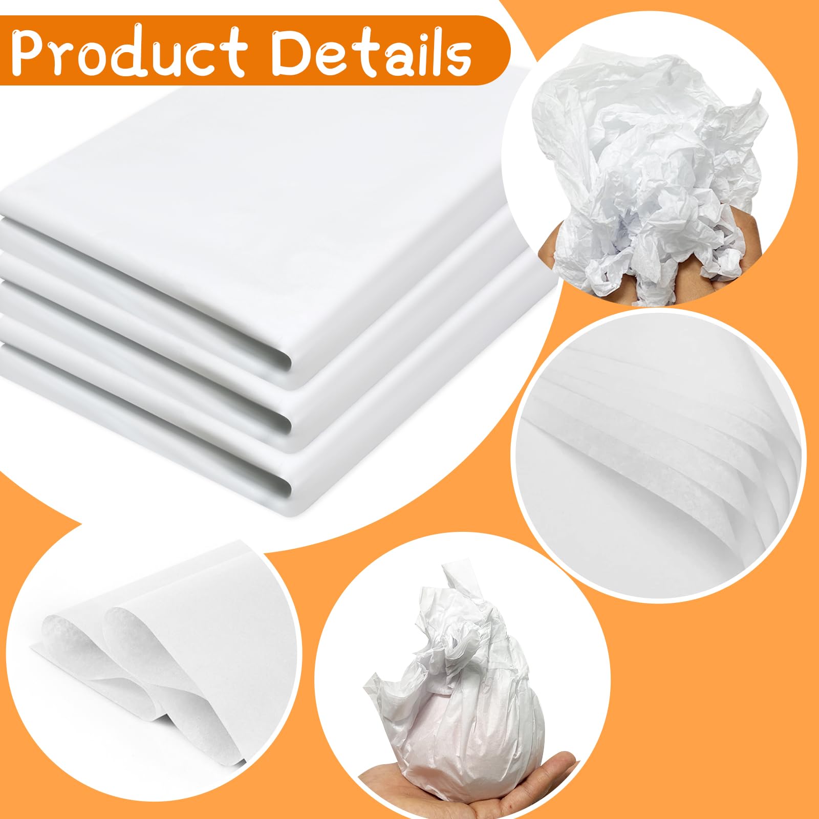 Arcccky 200 Sheets White Tissue Paper for Gift Wrapping Packing, 20'' x 30'' Bulk Tissue Paper for Preserving Clothes Arts Craft and Flowers, Gift Wrapping Tissue for Wedding Birthday Showers Party