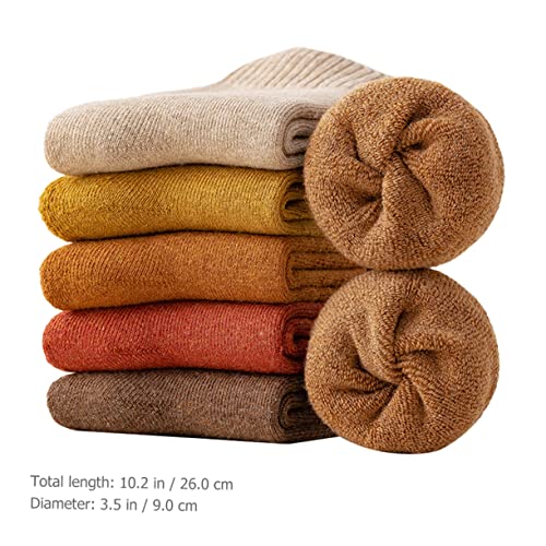 6 Pairs Stockings Thermal Crew Cozy Thickened Wool & Boot Soft Warm Comfort Women Tube Striped Medium Elastic Thick Breathable Causul Hiking Comfortable Men Winter