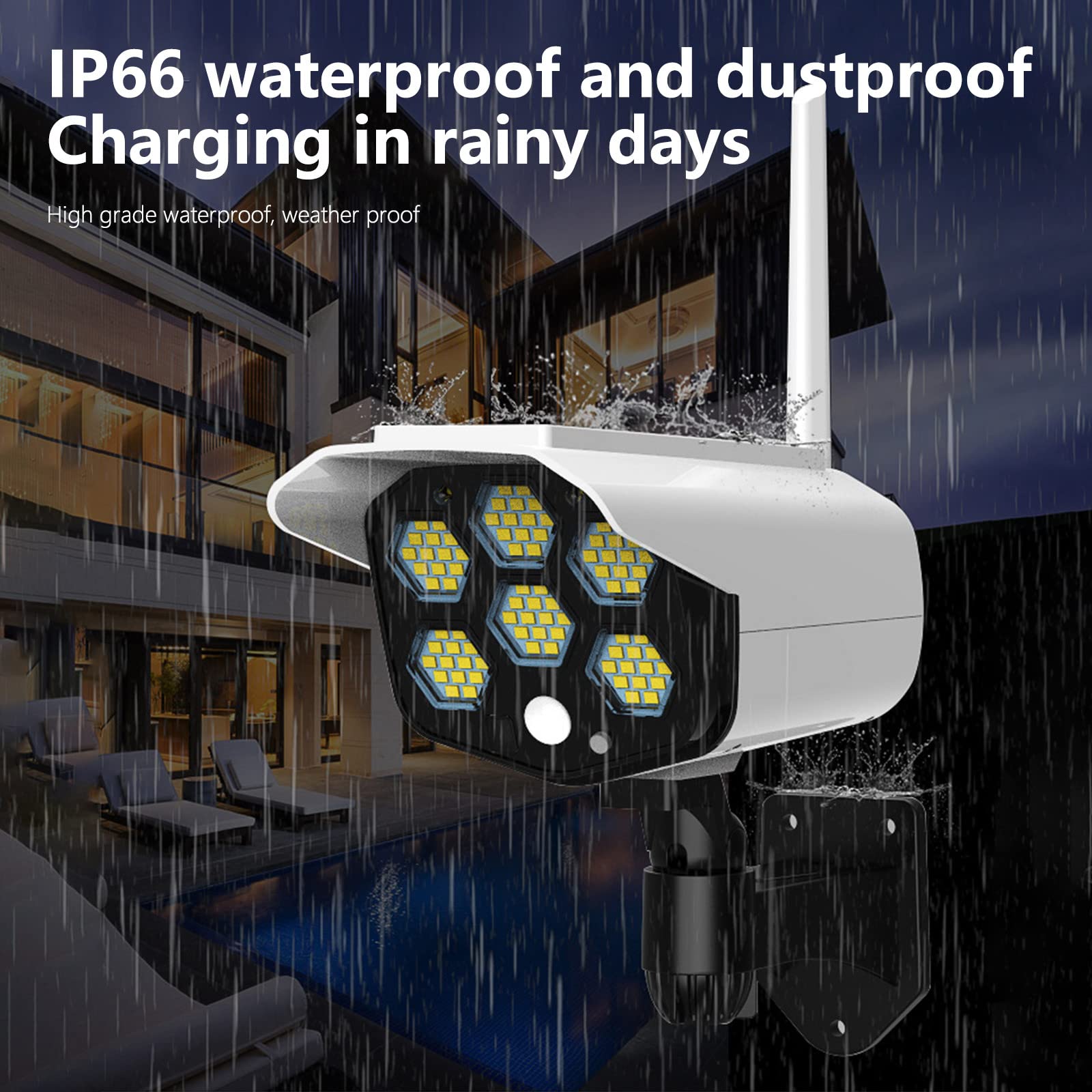 Amikadom #3w9r9Z Solar Street Light, Ip66 Waterproof Outdoor Solar Powered Lights Dusk to Da-Wn with Motion Sensor Led Security Flo-Od