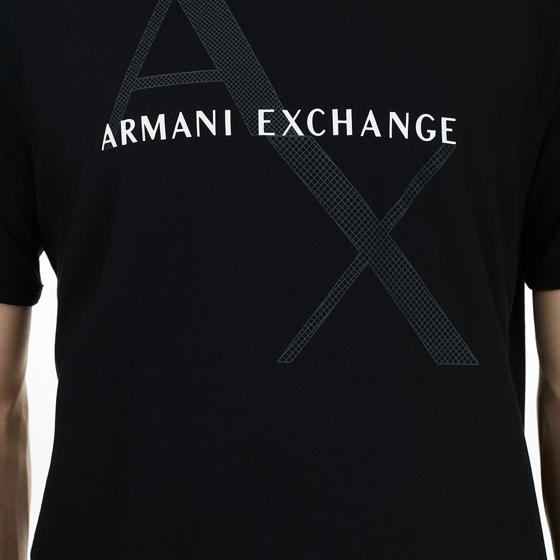A|X ARMANI EXCHANGE mens Crew Neck Logo Tee T Shirt, Quilted Logo Black, X-Large US