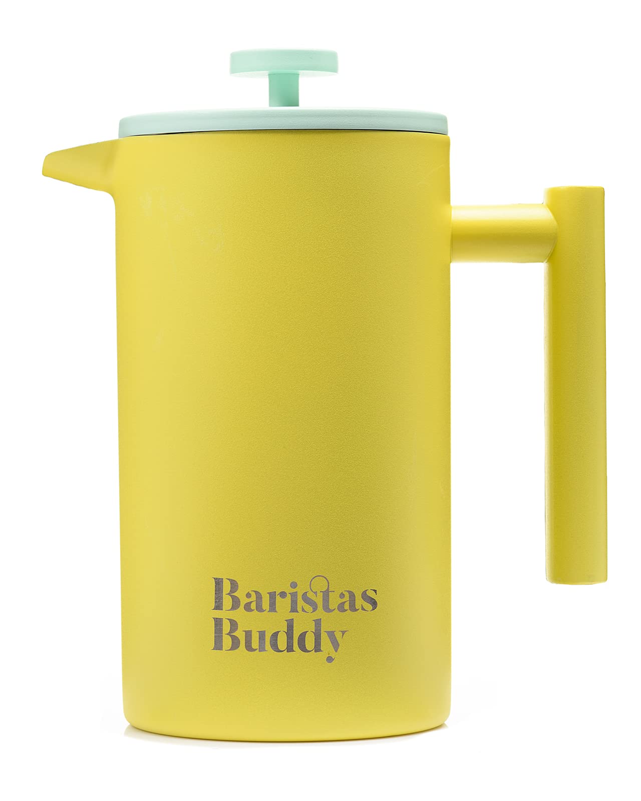 BaristasBuddy Yellow French Press Coffee Maker - Colorful, Retro And Stylish Insulated Coffee Brewer - Large Size Brews 4 Cups