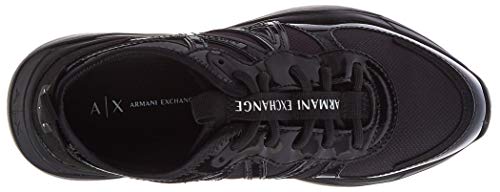 A|X ARMANI EXCHANGE Women's AX Logo Streetwear Sneaker, Black, 8.5