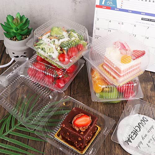 Clamshell Food Containers 50pcs Clear-Hinged Plastic Containers, Durable Dessert Containers for Cakes, Sandwiches, Salad and Fruits, Stackable Clear To Go Plastic Containers Keep Your Food Fresh