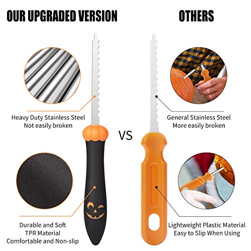 Upgraded 17 PCS Pumpkin Carving Kit for Adults & Kids with Professional Detail Sculpting Tools, Heavy Duty Stainless Steel Knife Set with Carrying Case for Halloween Decoration
