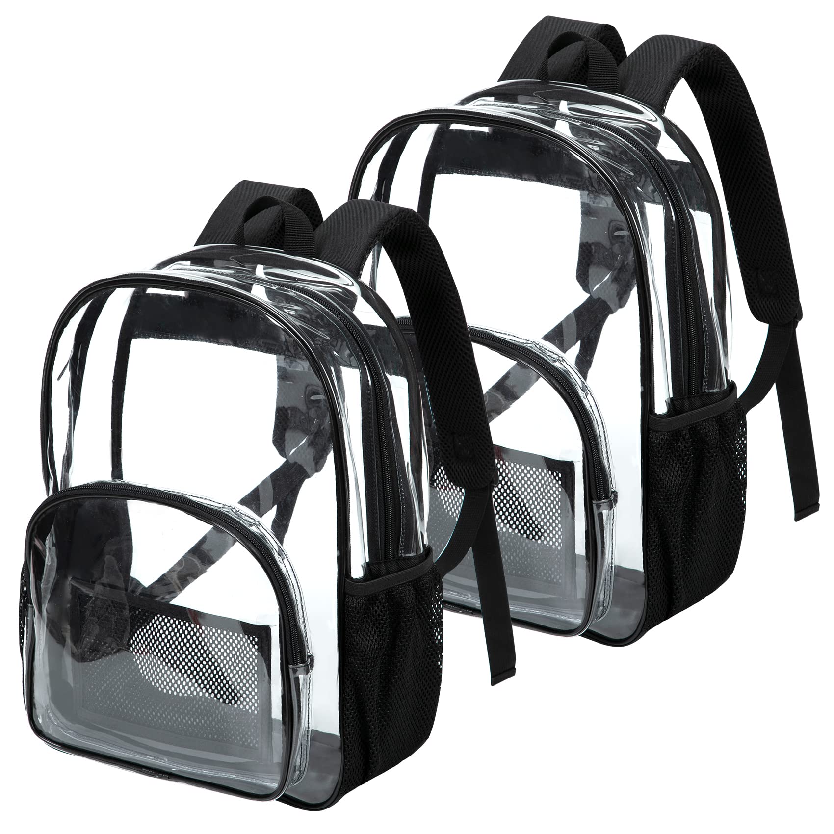 BORMELUN 2Pack Clear Bookbags See Through Backpack Heavy-duty Transparent Plastic Daypack Waterproof for Boys and Girls Concert Stadium approved 16.6x12.2x6 inches