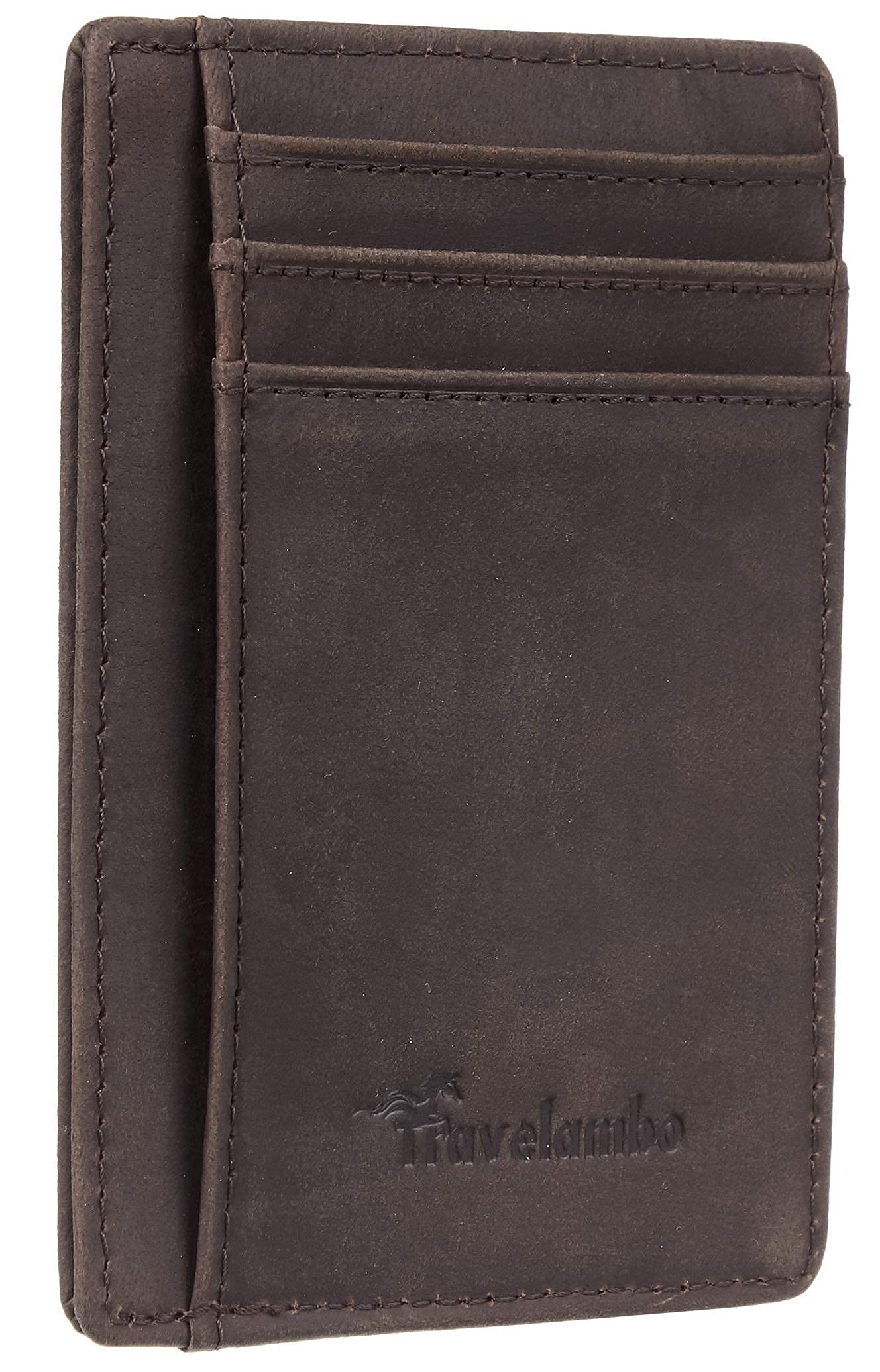 Travelambo Womens Multi Card Case Wallet & Front Pocket Minimalist Leather Slim Wallet
