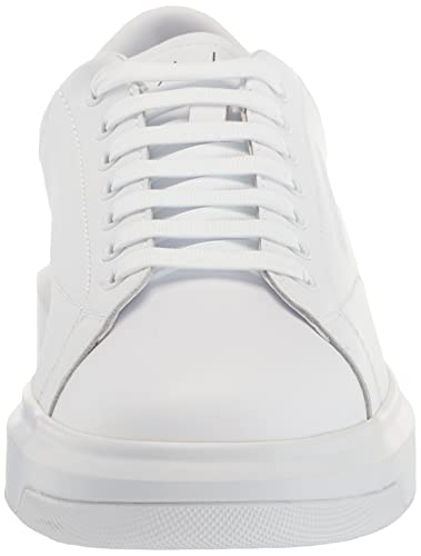 A|X Armani Exchange Men's Thick Sole Leather Sneakers, Optical White, 8