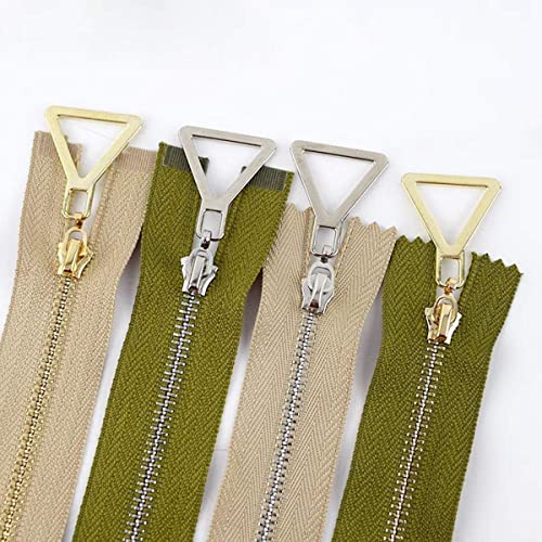Nylon Coil Zipper Tape,Sewing Zippers,2Pcs 20/70cm 3# Metal Zipper Close End Open End Auto Lock Gold Silver Tooth Single Open Zip DIY Garment Sew Accessories Crafts Silver Army,Open-End-60cm ( Color :