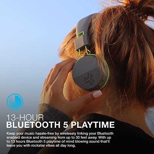 JLab Neon Bluetooth Folding On-Ear Headphones | Wireless Headphones | Green | 30 Hour Bluetooth Playtime | Noise Isolation | 40mm Neodymium Drivers | C3 Sound (Crystal Clear Clarity)