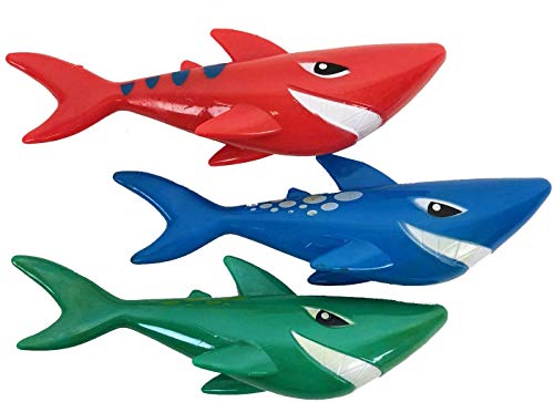 Funstuff 3pc Dive Sharks Pool Toy | Shark Pool Toys | Underwater Torpedo | Great Watertoy for Kids
