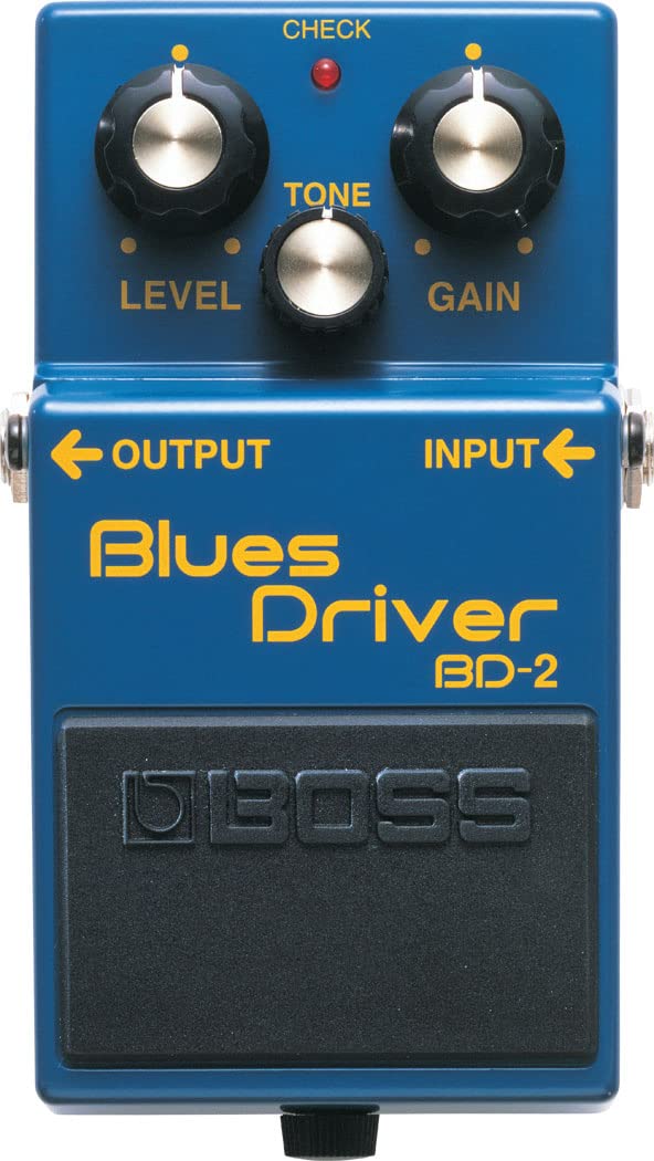 Boss BD-2 Blues Driver Bundle with Power Adapter, 10ft Instrument Cable, 6in Patch Cable, and Picks
