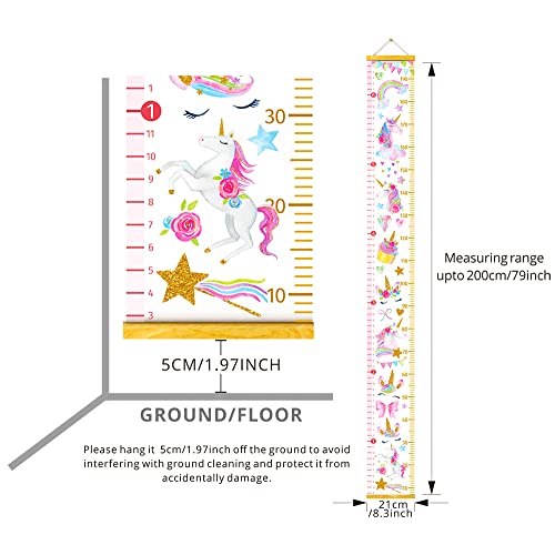 HomeEvolution Kids Growth Chart Height Measuring Chart, Classical Canvas Wall Hanging Rulers for Baby Children Girls Bedroom Decor (Unicorn)