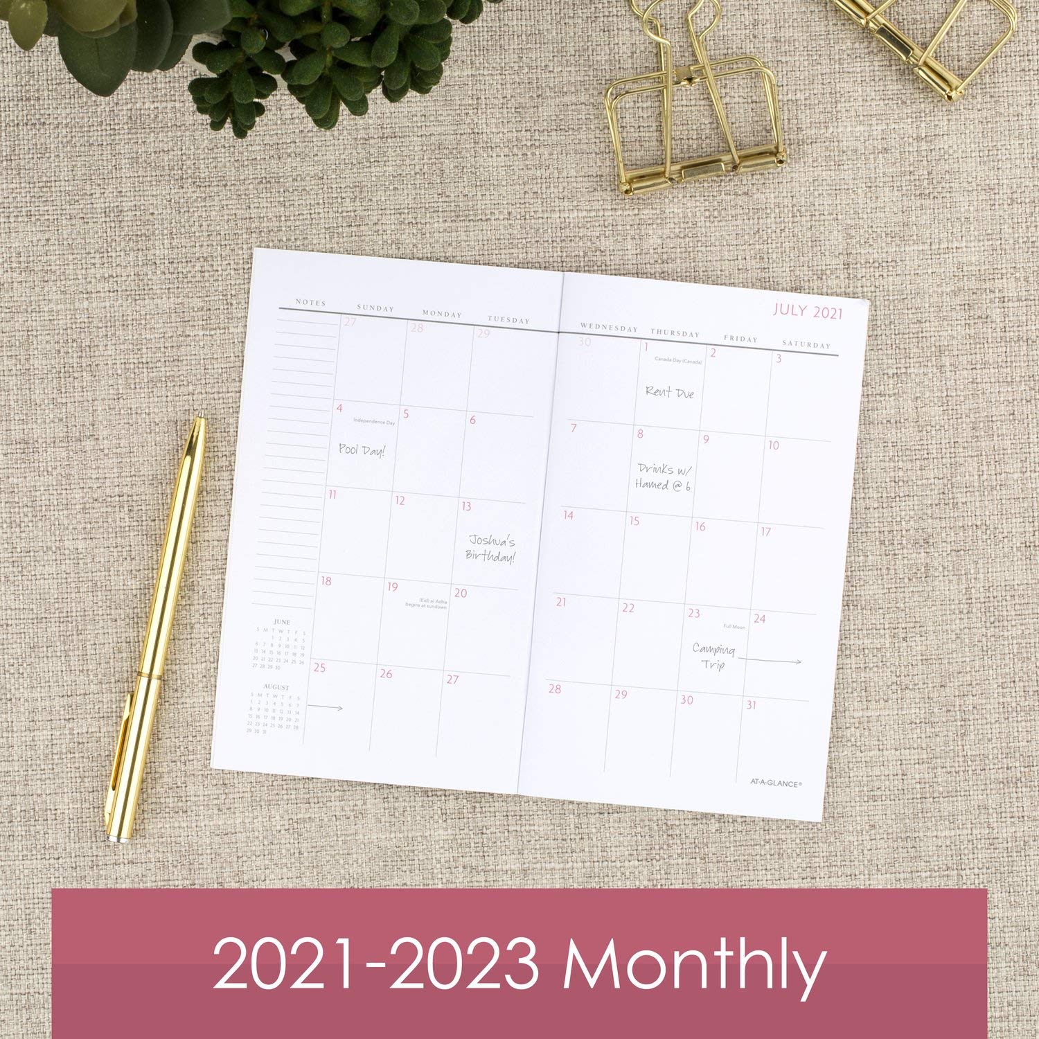 Academic Planner 2021-2023, AT-A-GLANCE Two Year Monthly Planner, 3-1/2" x 6", Pocket Size, for School, Teacher, Student, Badge Floral (1535F-021A)