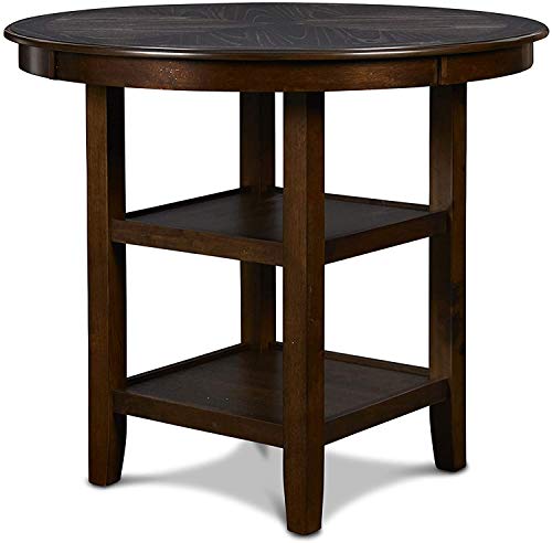 New Classic Furniture Gia 5-Piece Round Counter Height Dining Set with 1 Dining Table and 4 Chairs, 42-Inch, Cherry