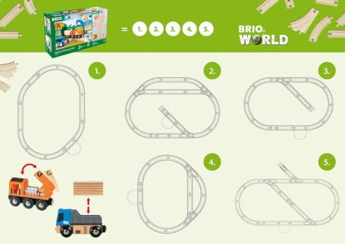 BRIO Starter Lift&Load Set Wooden Toy Train Durable | Child Safe | Encourages Creativity | Compatible with All Wooden Railway Sets | Includes Engine, Lorry, Wagon, Track and More