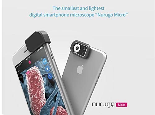 Nurugo Micro Smartphone Microscope (Silver) 400X Magnification Including Brackets for iPhone - Share Media with The Nurugo Application(Android & iOS) (Silver)