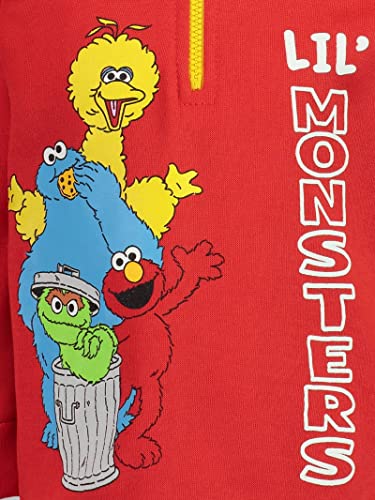 Sesame Street Baby Boys Half Zip Fleece Pullover Hoodie Red, 18-24 Months