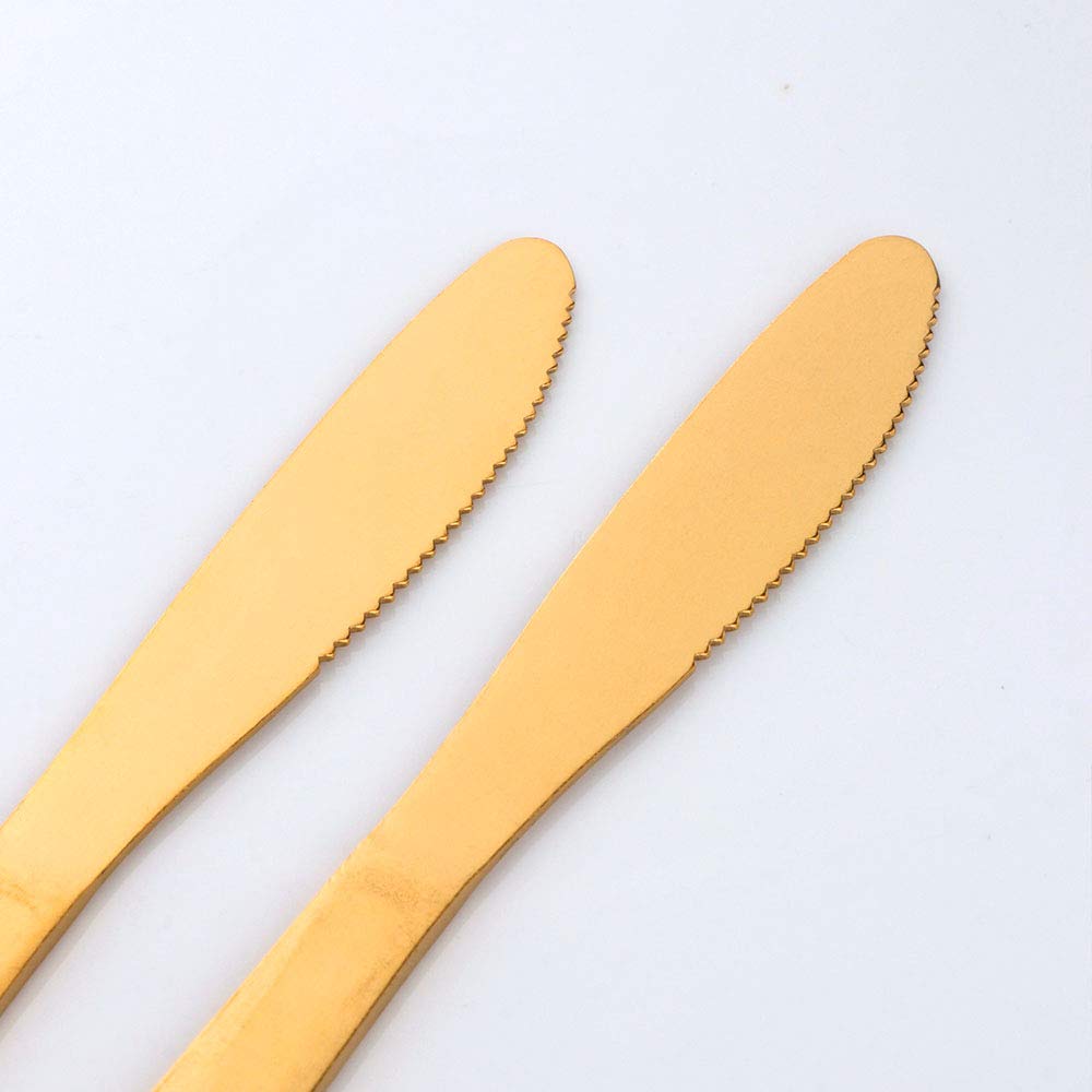 7.9-Inch Dinner Knives Pack of 12 for Restaurant Home Catering, BUY&USE Gold Stainless Steel Cutlery Set