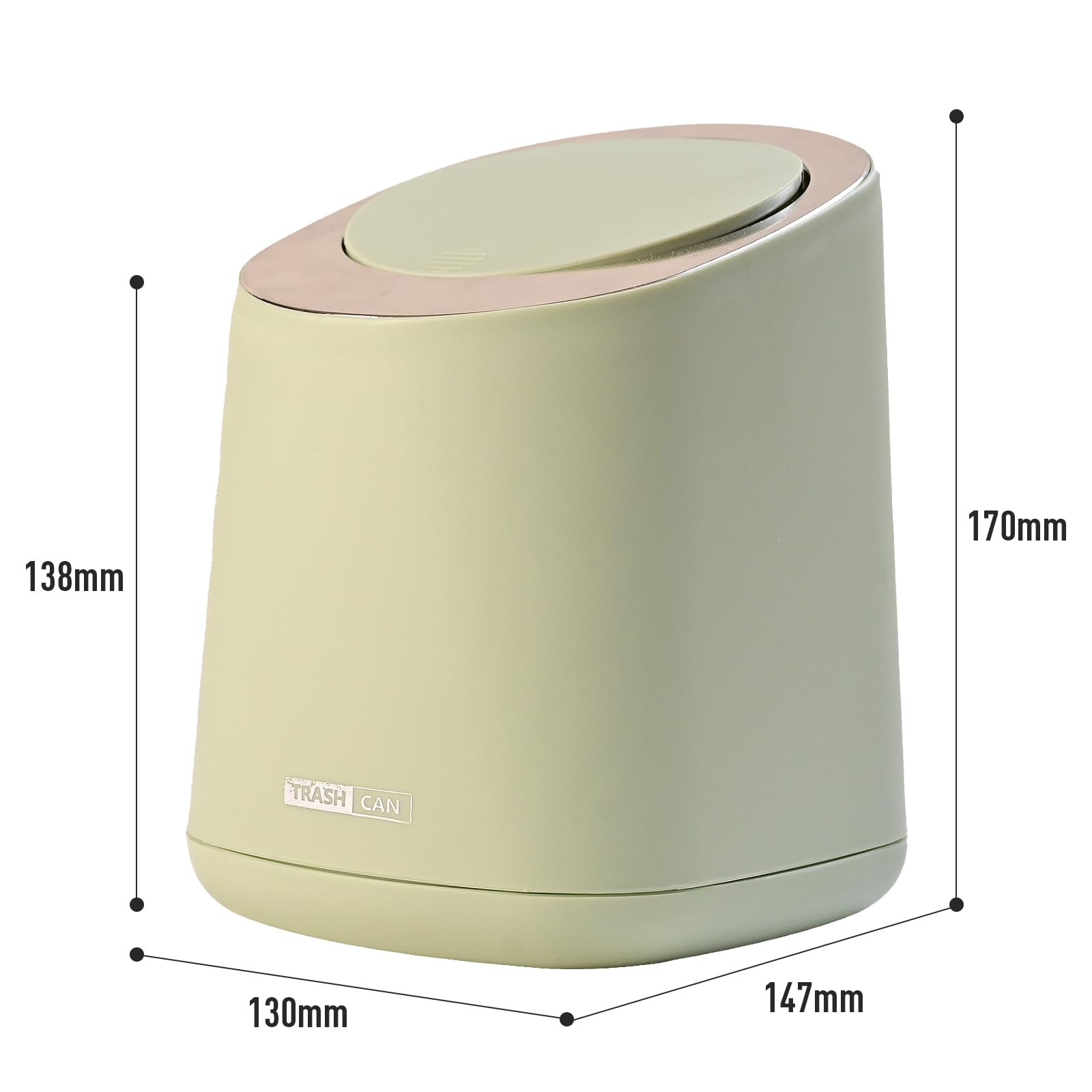 hocieiney Green Mini Trash Can, Desktop Trash can, Removable Small grabage can, Tiny Plastic Little Trash can gor Living Room,Press-Type Countertop Wastebasket with Lid.