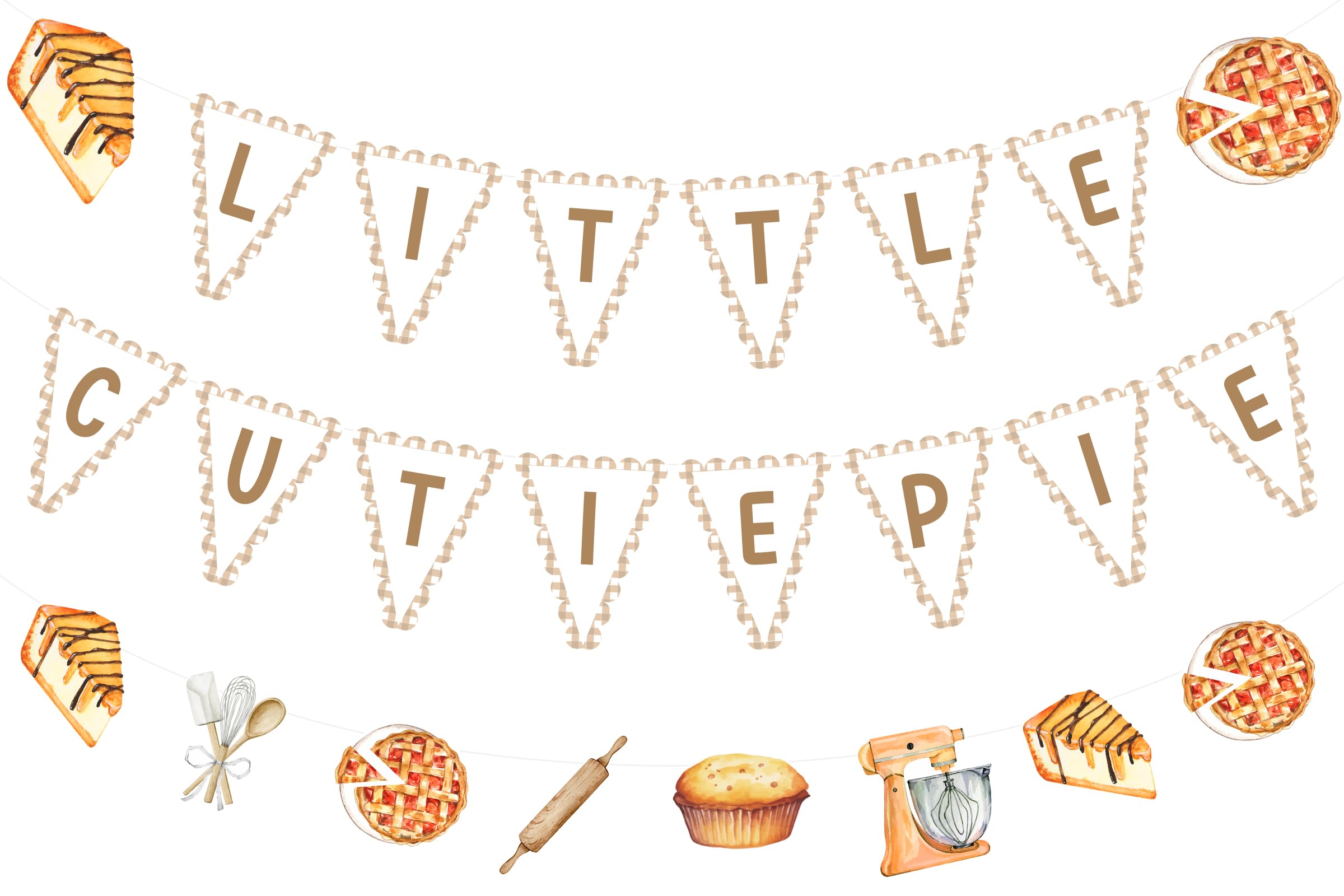 Balterever Little Cutie Pie Baby Shower Decorations Cutie Pie Baby Shower Banner Garland Pie First Birthday Decorations Pie Theme Baby Shower Party Bunting Decorations for Kids Boys Girls