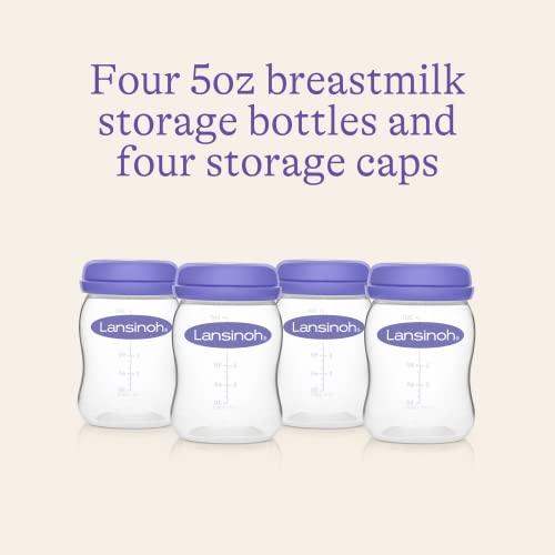 Lansinoh Breastmilk Storage Breast Pump Bottles, 4 Count