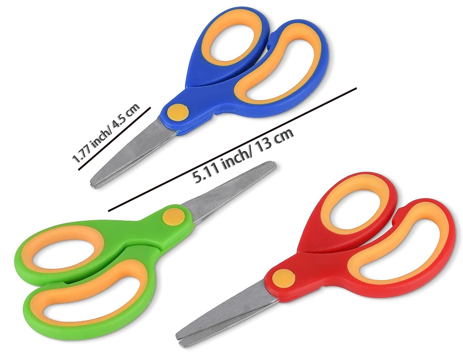 ELECKEY Scissors for School Kids Student, Kids Scissors 36 Count Bulk Set Teacher Pack(Rounded-tip, Blunt), 5 Inch