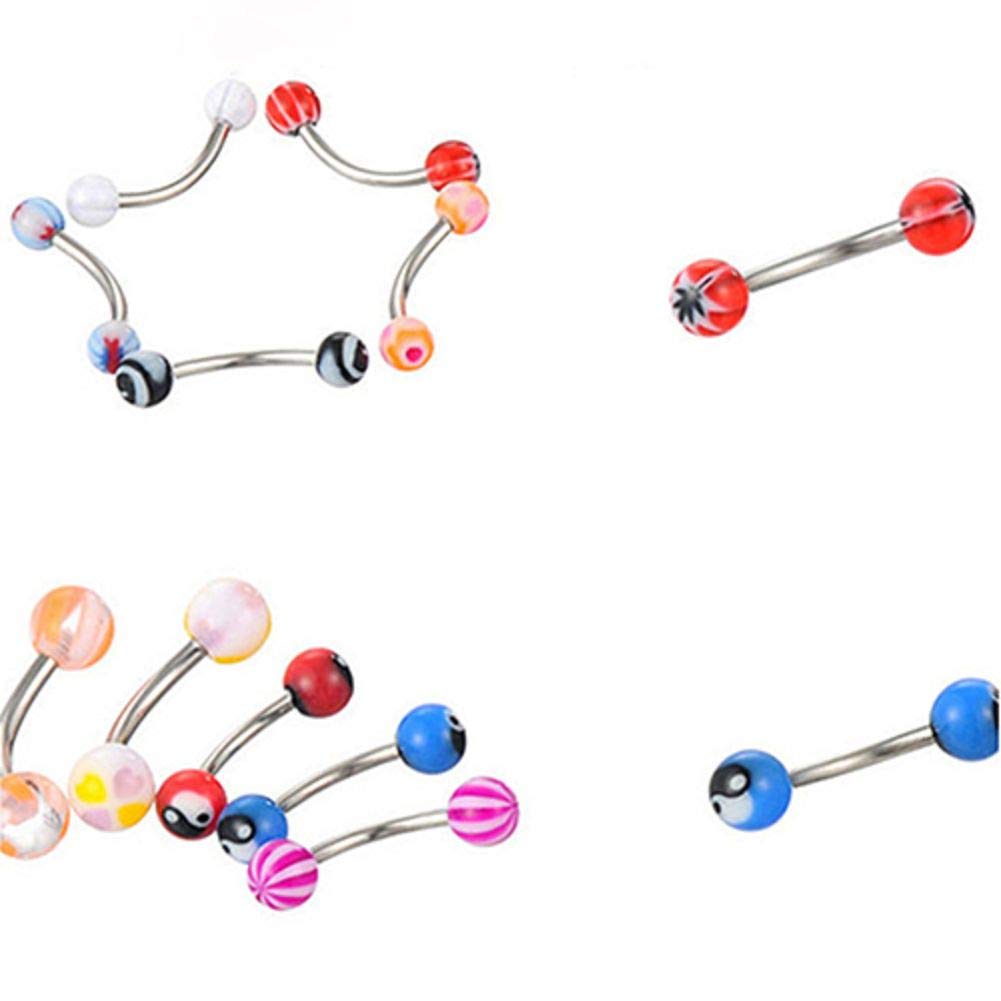 Academyus Fashion Unisex Multicolor Body Piercing Eyebrow Jewelry Belly Tongue Bar Ring - 105pcs Mixed Random Style