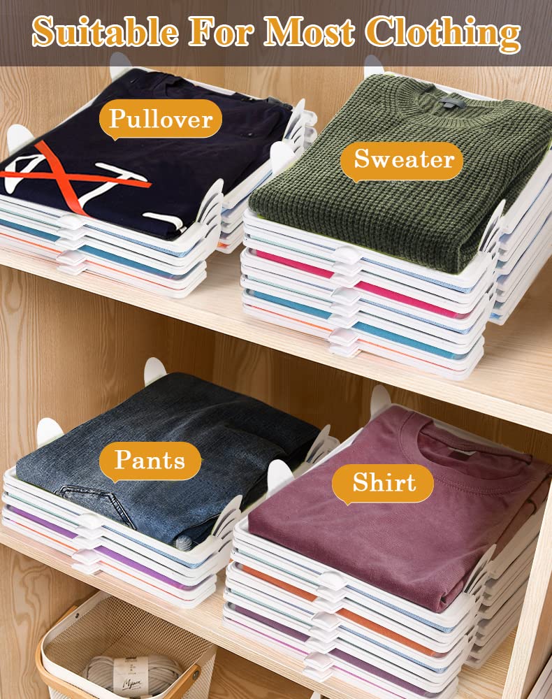 Accenter 10 Pack T Shirt Organizer Closet Organizer Durable Stackable Clothing Trays - Shirt Receipt Board Shirt Dividers File Organizer Clothes Organization System