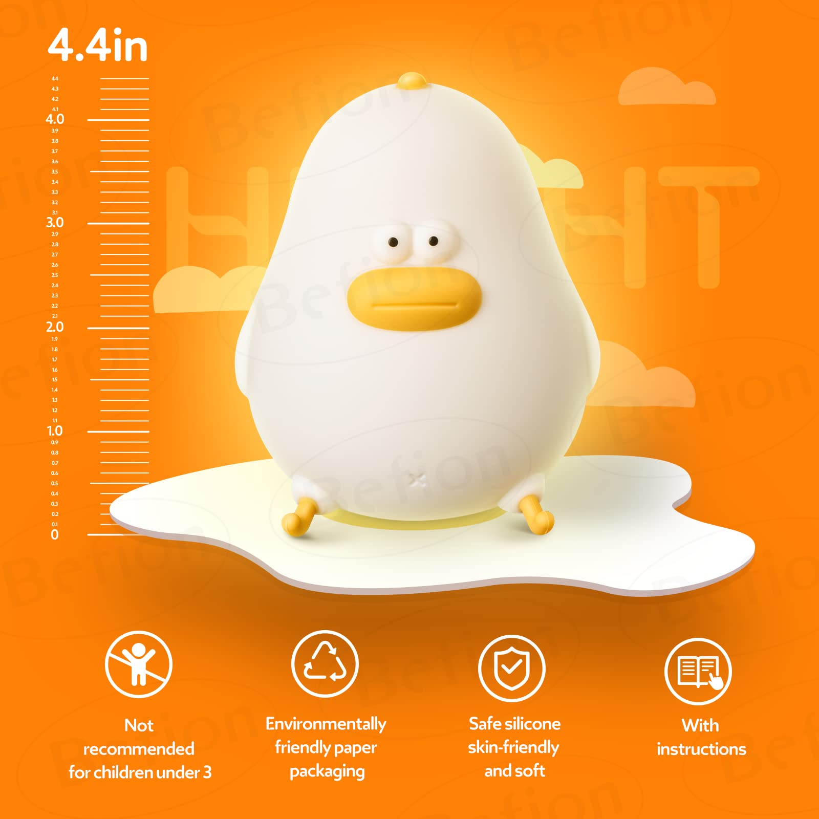 Befion Cute Night Light for Kids,TyiTyi Little Fat Chick LED Night Light with 2 Modes of Brightness&Touch Controls,Silicone Nursery Lamp with Tab-C Cable for New Parents,Kids Gifts,Room Decor