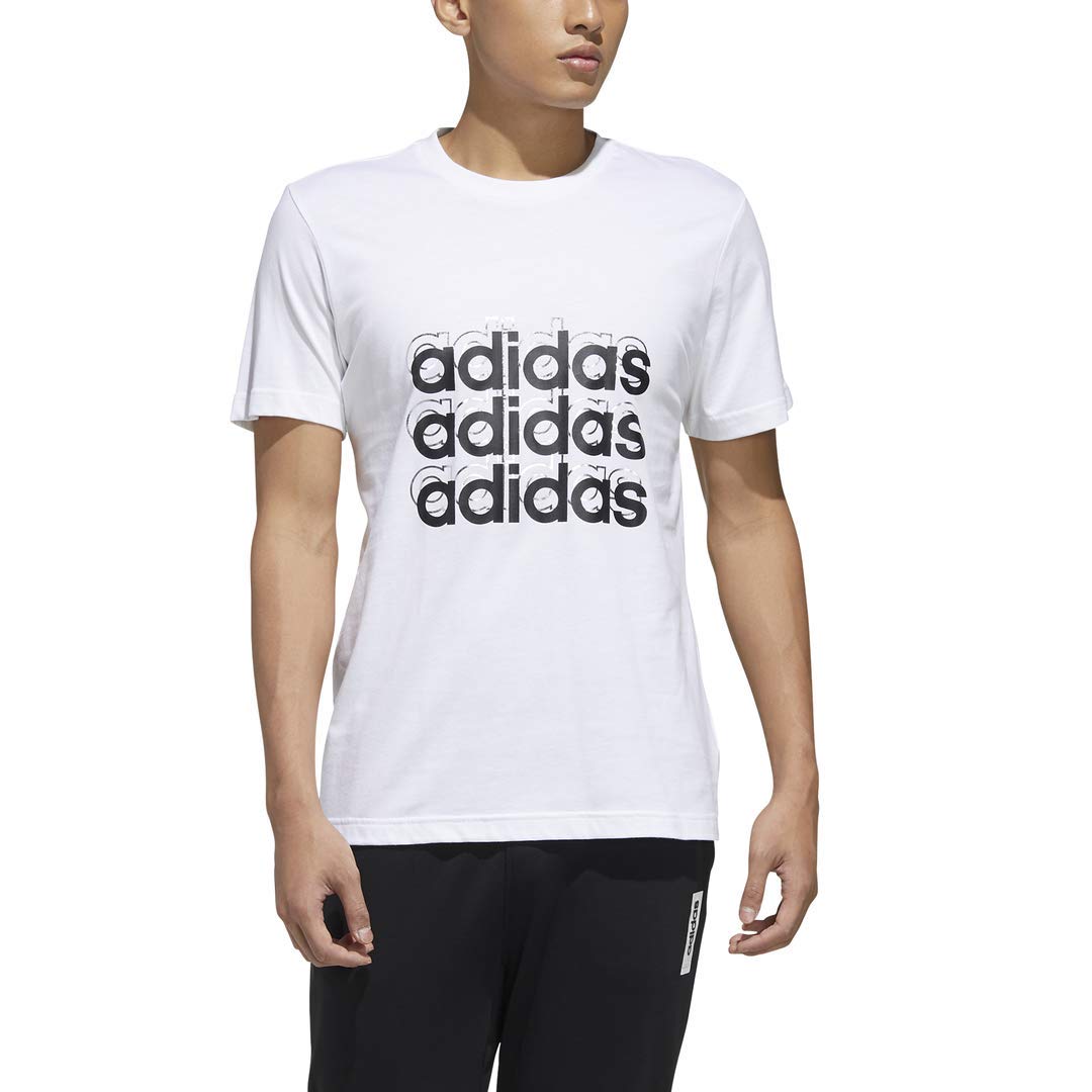 adidas Men's Triple Logo Graphic T-Shirt White/Black Small