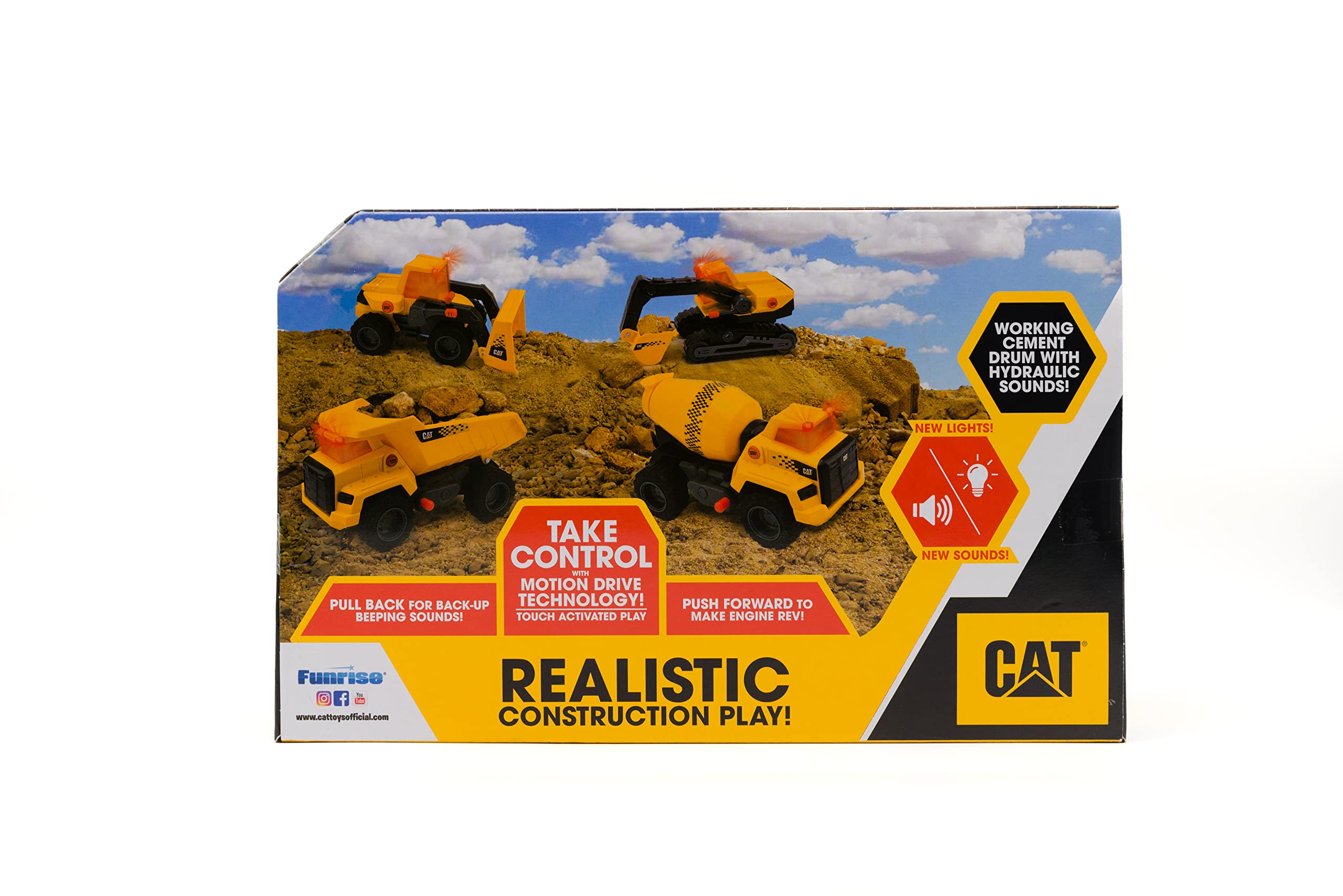 CAT Construction Toys, 11.5" Power Haulers 2.0 Cement Mixer, Realistic Lights and Sounds, Motion Drive Technology, Working Features, & Realistic Construction Experience