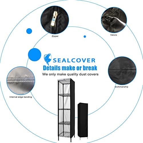Sealcover 5 Tier Wire Shelving Cover, W12*D12*H50 High Density Rack Cover, Black Storage Shelf Wire Cover, Storage Rack Cover Used to Cover Sundries.