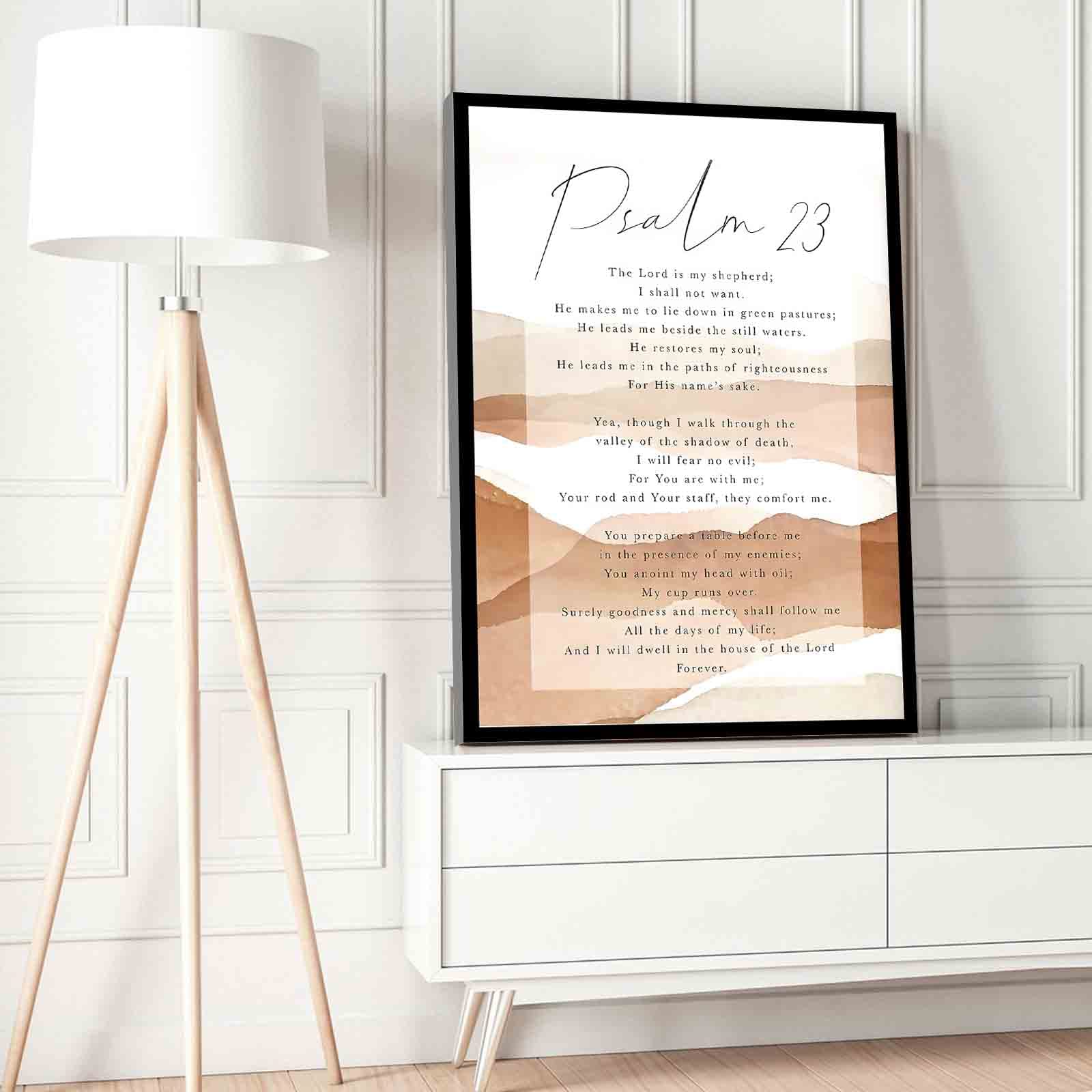 Abstract Wall Art Psalm 23 Bible Verse Wall Art Print Christian Psalm Print Neutral boho Nursery Modern Scripture Printable 16"x24" For home,children's room,game room,reading room wall decor