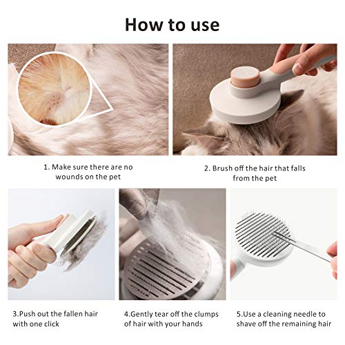Cat Grooming Brush, Baytion Self Cleaning Cat Brushes for Dogs Cats for Long Haired & Short Hair Gently to Remove Loose Undercoat, Mats Tangled