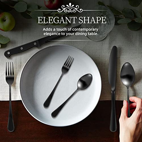 72 PCS Matte Black Silverware Set with Steak Knives for 12, Food-Grade Stainless Steel Flatware Cutlery Set For Home Restaurant Hotel, Kitchen Utensils Set, Dishwasher Safe