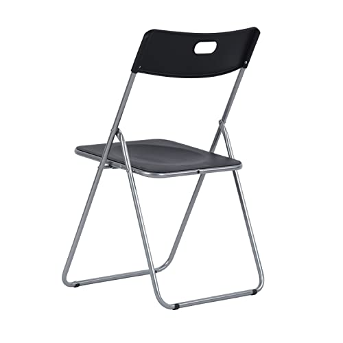 FurnitureR Set of 6 15.7''Lightweight Foldable Portable Commercial Plastic Seat/Carrying Handle for Home Office Living Meeting Reception Room Folding Chairs, Black