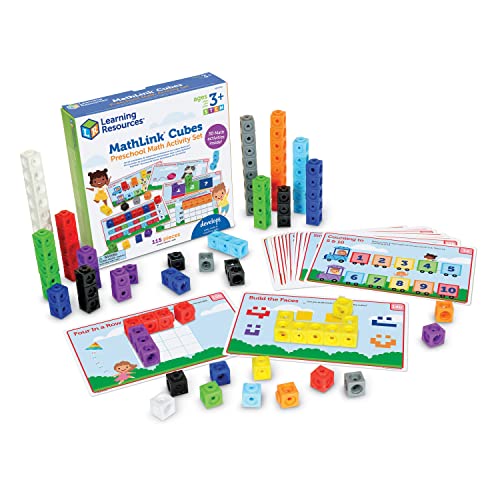 Learning Resources MathLink Cubes Preschool Math Activity Set, 115 Pieces, Ages 3+ Preschool STEM Activities, Math Activity Set and Games for Kids