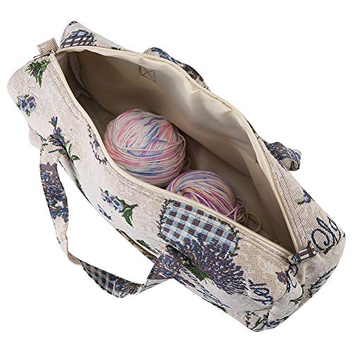 Large Fabric Knitting Needles Bag,Household Yarn Storage Tote Organizer Knitting Tools Storage Bag for Knitting Needles and Accessories(purple)